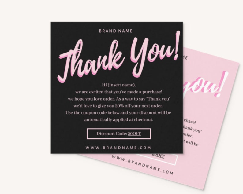 Thank You Card Template, Business Card, Editable Serum Card, Skincare ...