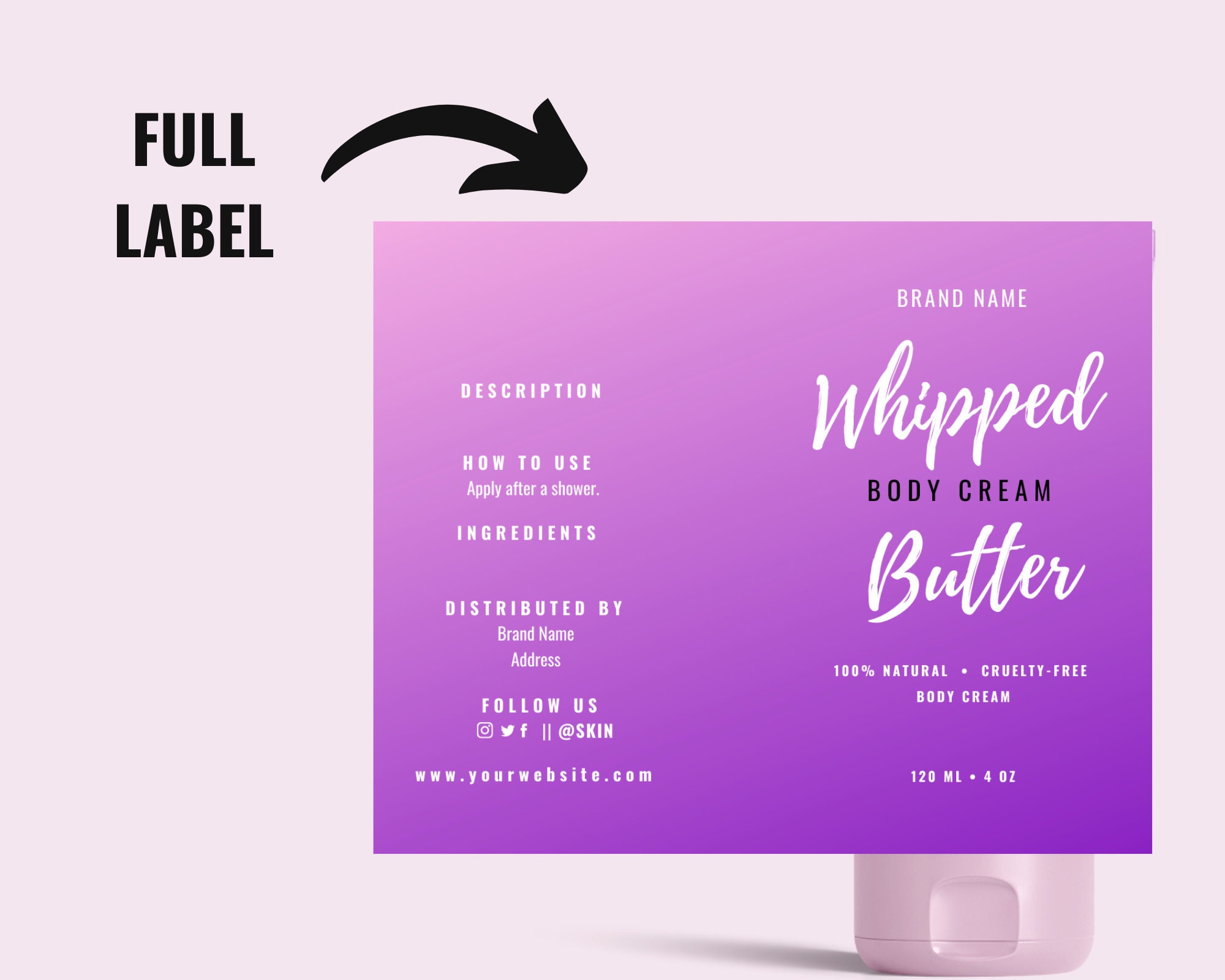 Skincare Label, Body Lotion Label, Editable Body Cream Label,product ...