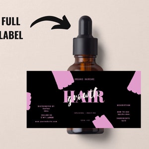 Hair Growth Oil Label Template, Hair Product Labels, Editable Skincare ...