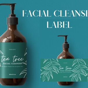 Facial Cleanser Cosmetic Label, Skincare Product Labels, Product Label ...