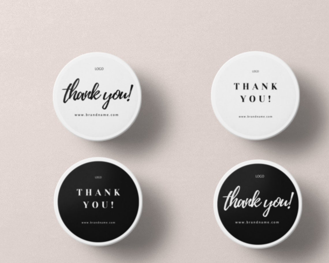 Editable Thank You Circle and Square Sticker Label Template, Printable ...