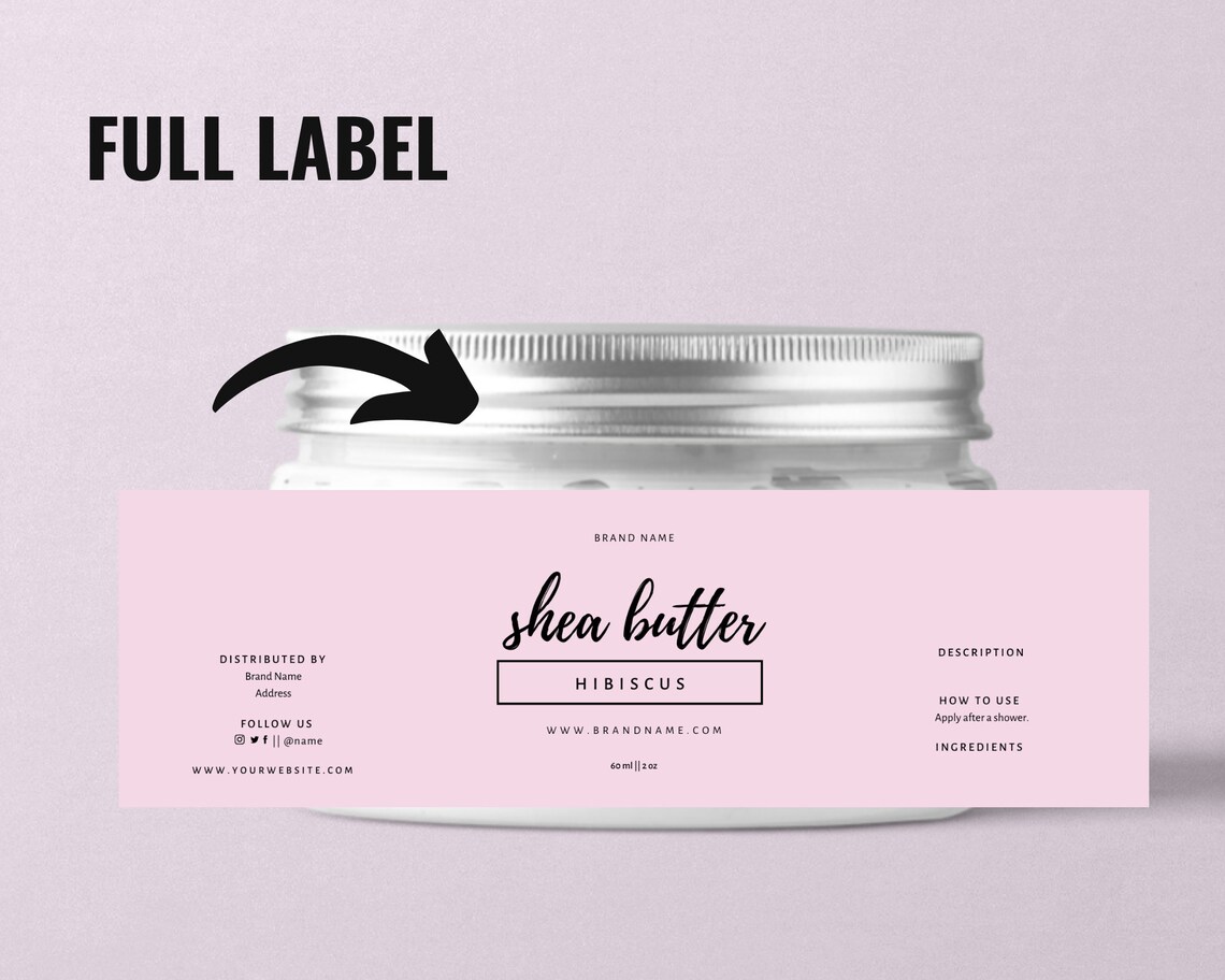 Body Butter Jar Label Design Editable Skincare Body - Etsy