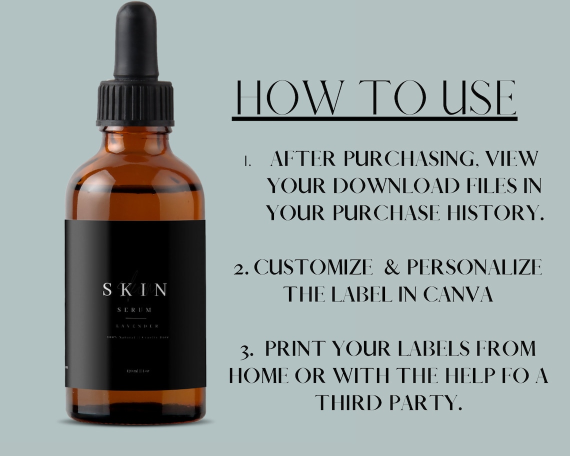 Fully Editable Skin Care Label Template, Skincare Product Labels, Serum ...