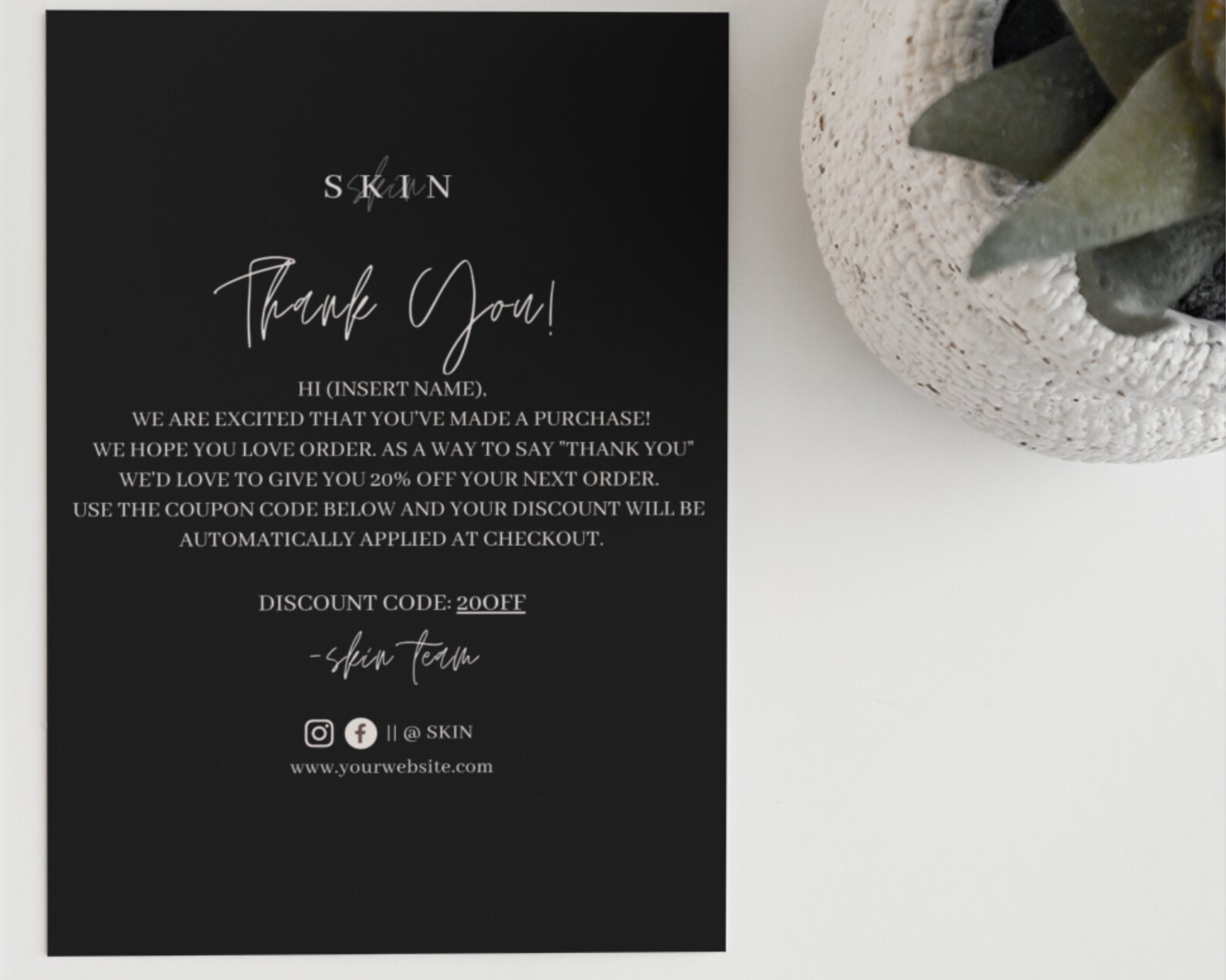 Thank You Card Template, Business Card, Editable Serum Card, Skincare ...
