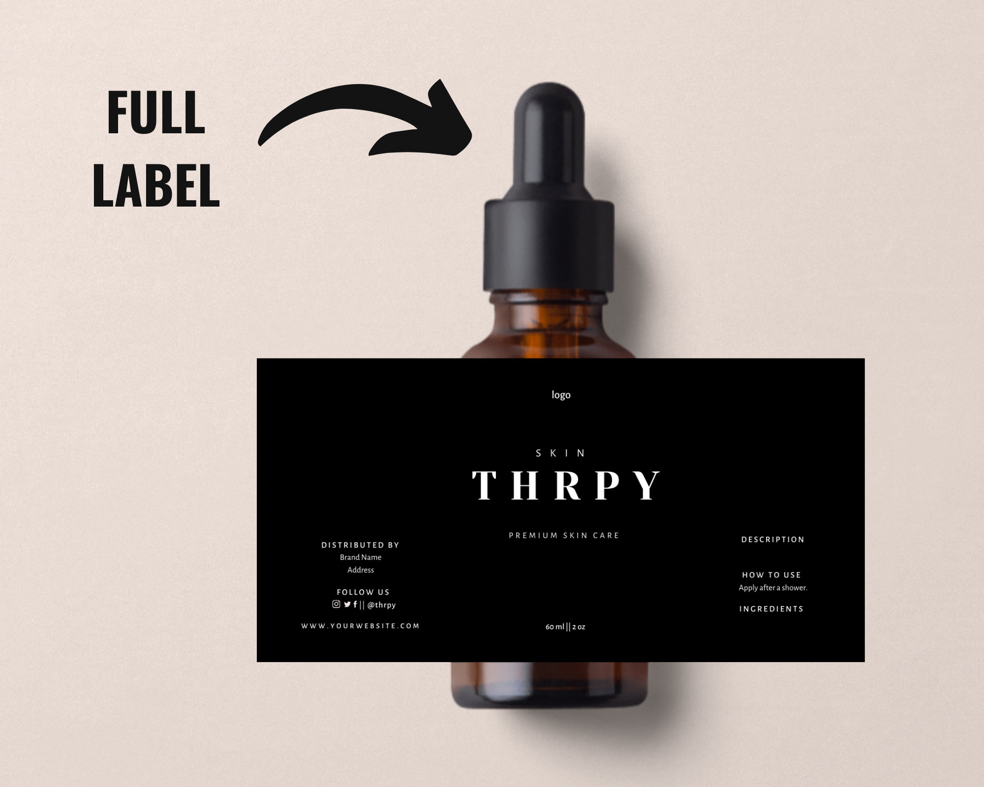 Skin Care Label Template, Skincare Product Label, Serum Label ...