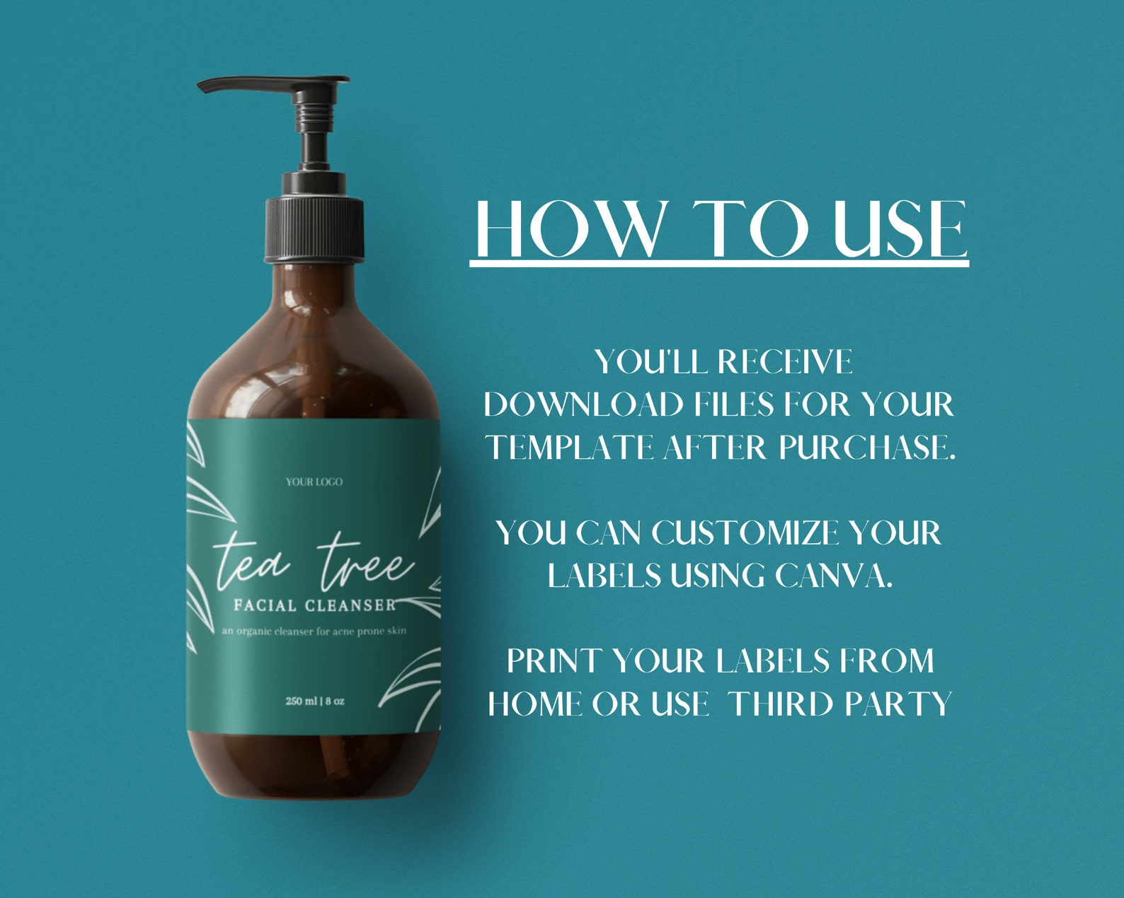 Facial Cleanser Cosmetic Label, Skincare Product Labels, Product Label ...