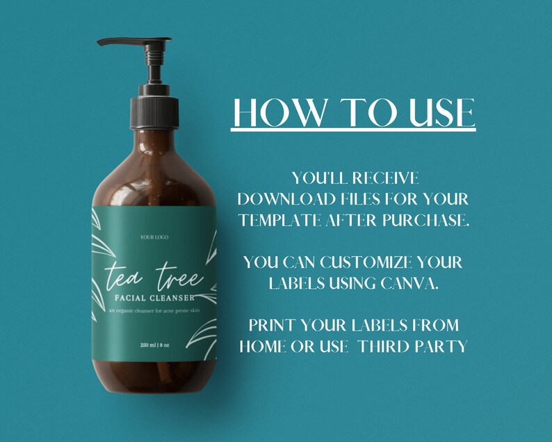 Facial Cleanser Cosmetic Label, Skincare Product Labels, Product Label ...