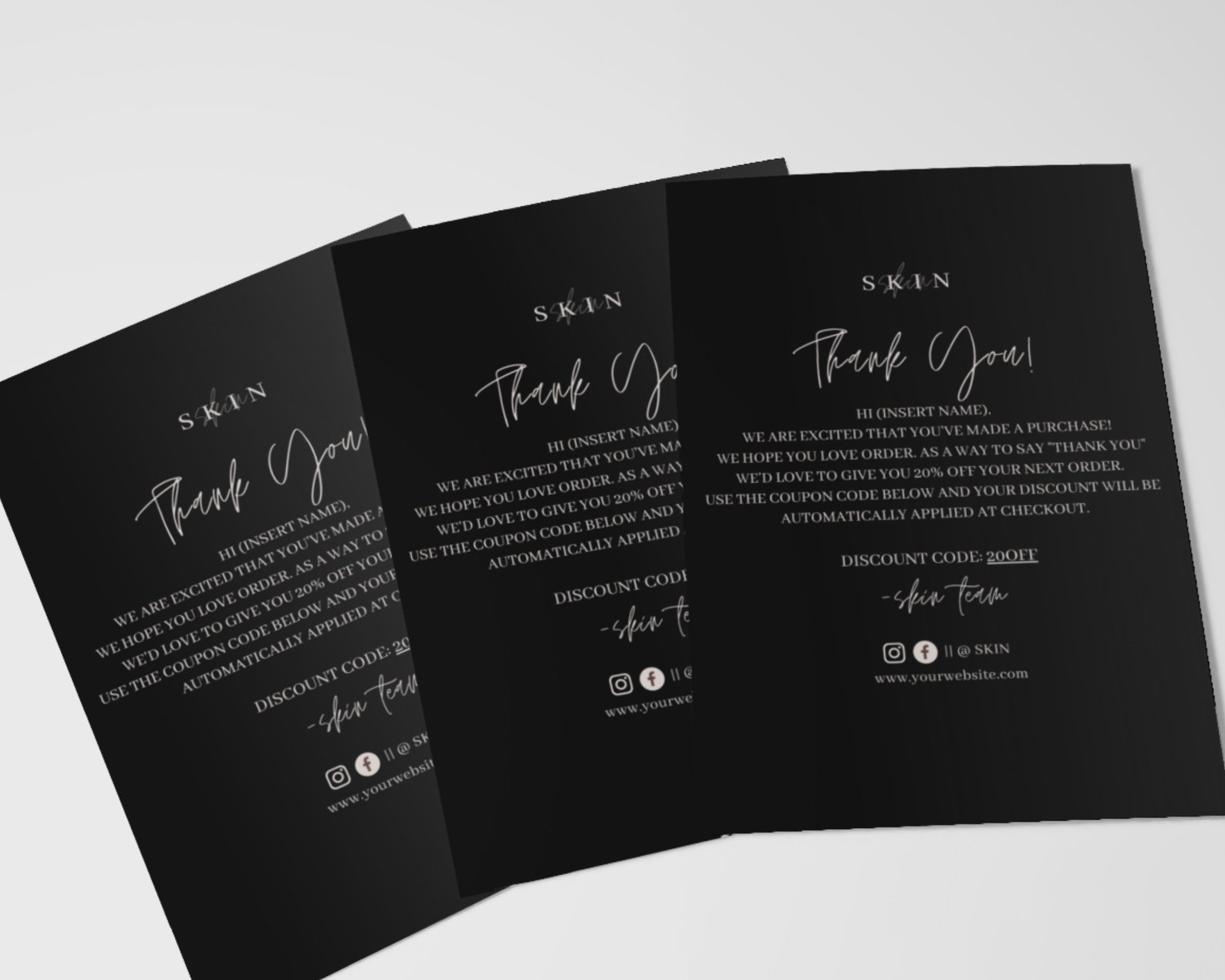 Thank You Card Template, Business Card, Editable Serum Card, Skincare ...