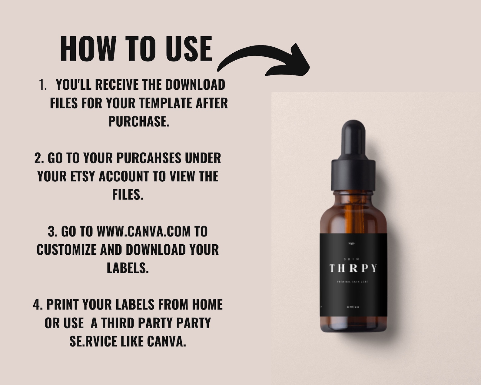 Skin Care Label Template, Skincare Product Label, Serum Label ...