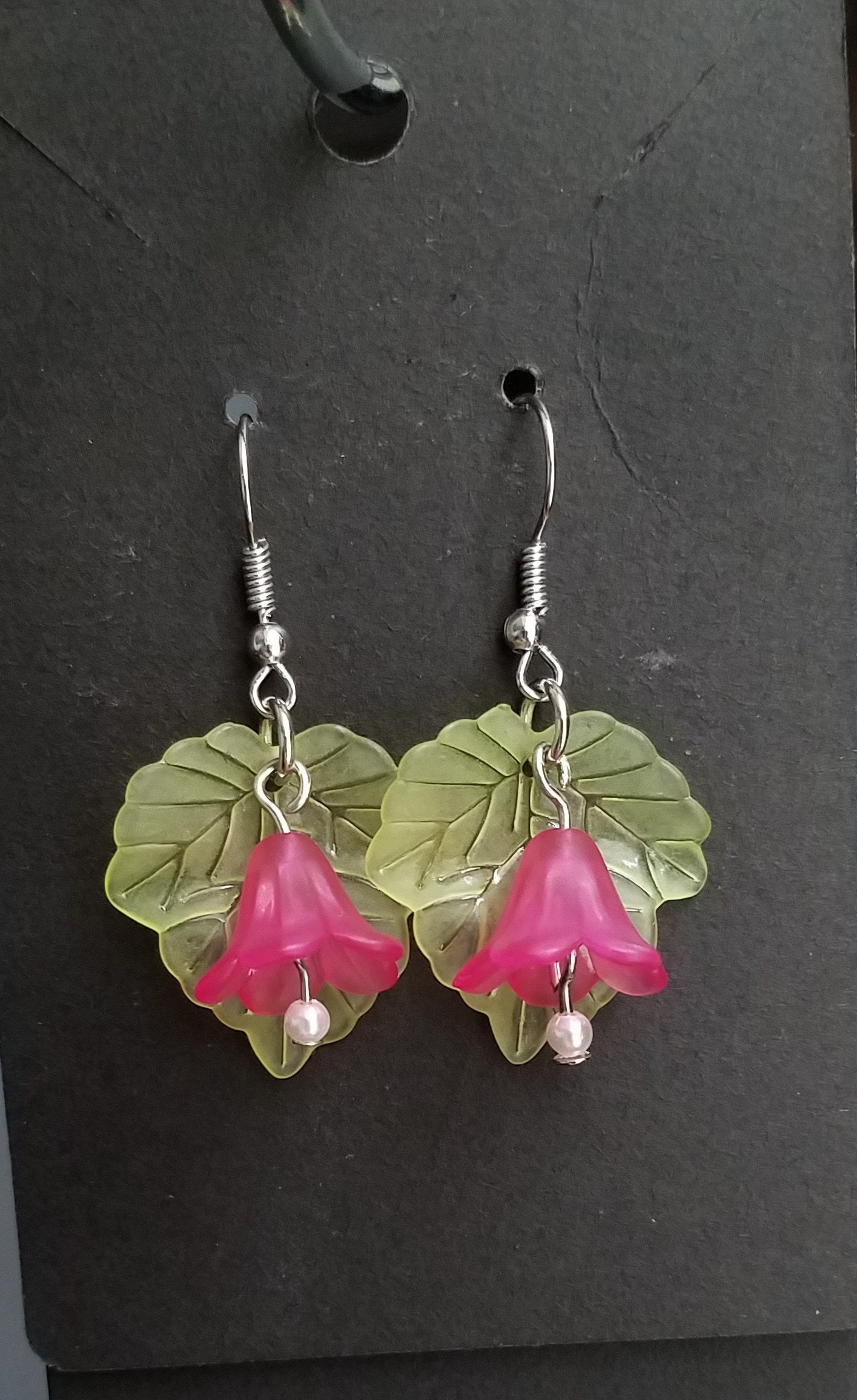 Flower and Leaf Dangle Earrings - Etsy