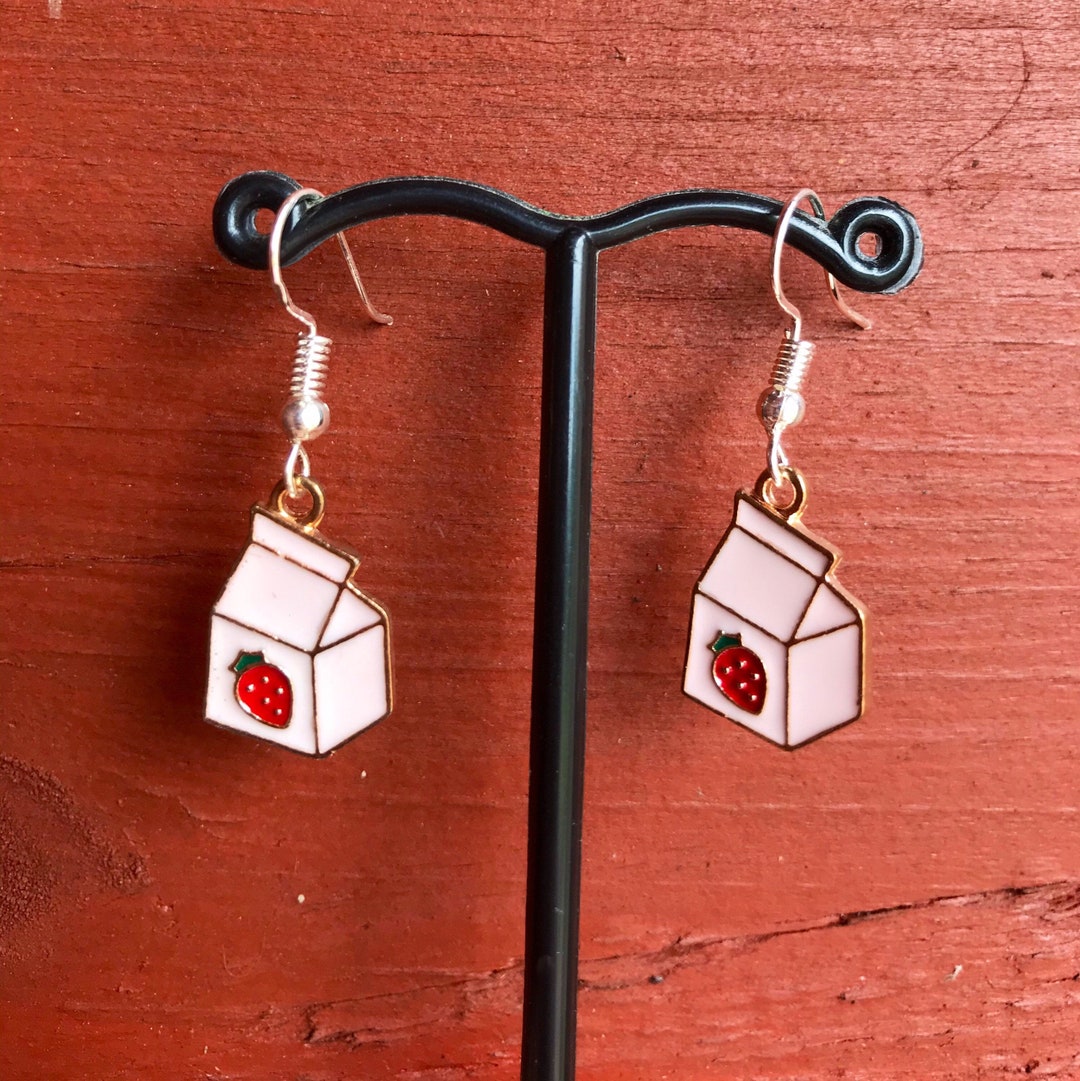 Milk Carton Earrings Cute Jewellery Gift Ideas Silver - Etsy
