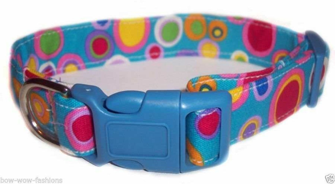 Retro Colorful Circles, Dog Puppy Cat Kitten Collar, Dog Clothes, Leash ...