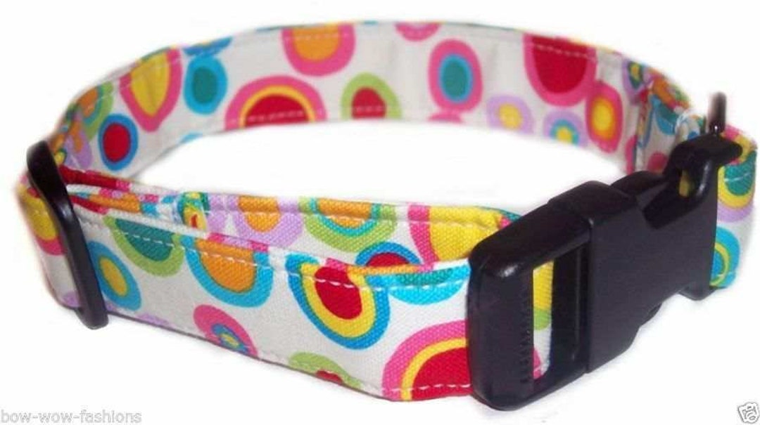 Retro Colorful Circles, Dog Puppy Cat Kitten Collar, Dog Clothes, Leash ...