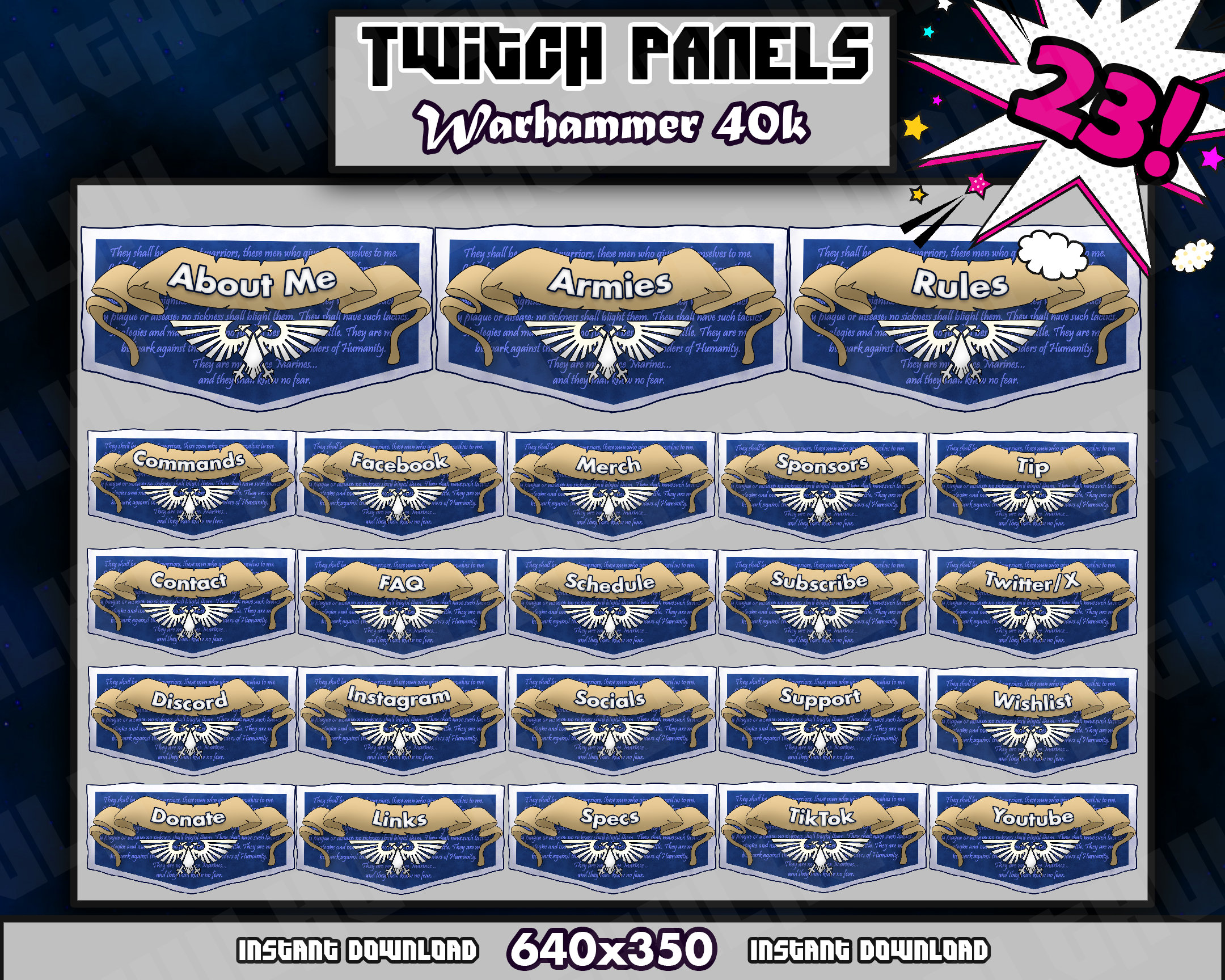 23x Warhammer 40k Overlay Panels for Twitch Warhammer 40000 Space ...