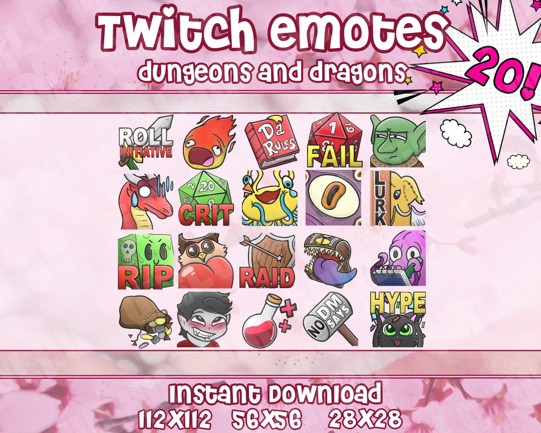 20x Dnd Tabletop Inspired Emotes for Twitch, Discord, Youtube | Massive ...