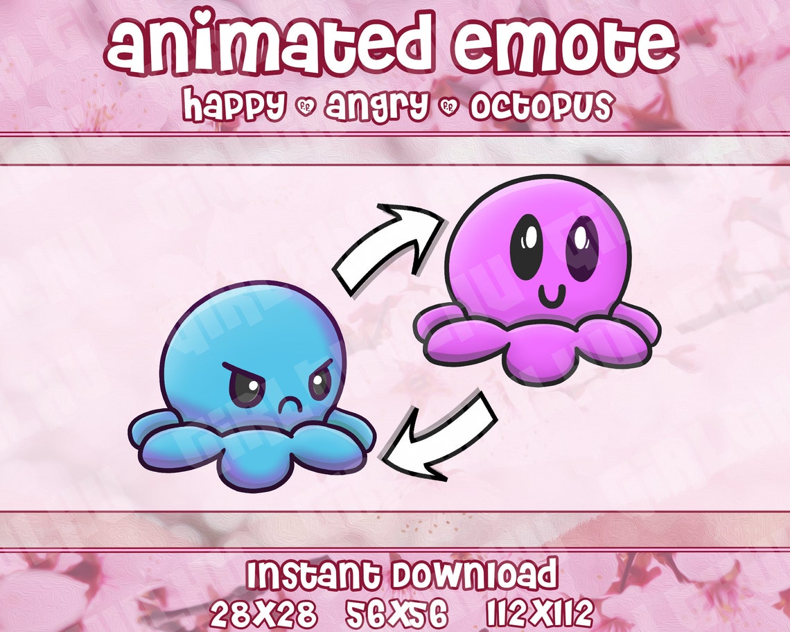 ANIMATED Octopus Happy & Angry Emote for Twitch, Discord, Youtube ...