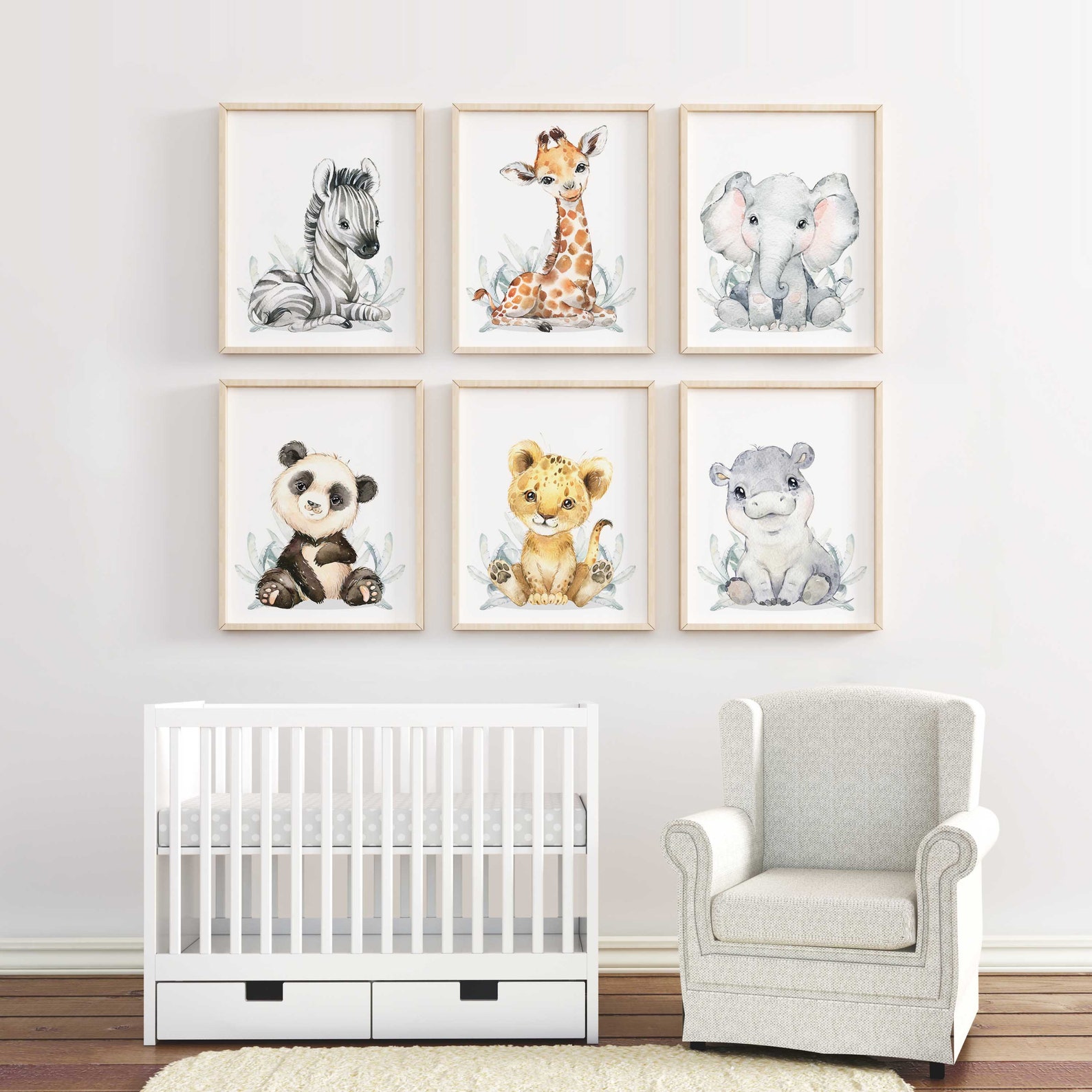 Animal Safari Set Nursery Birth New Baby Children's | Etsy