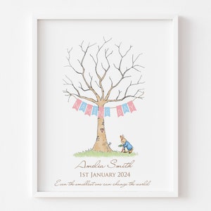 Fingerprint Tree Peter Rabbit Beatrix Potter Personalised Baby Shower ...
