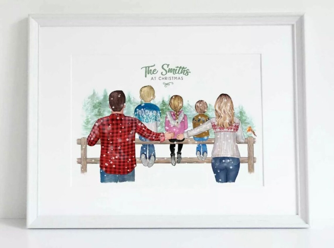 Christmas Family Tree Winter Scene Name Siblings Personalised | Etsy