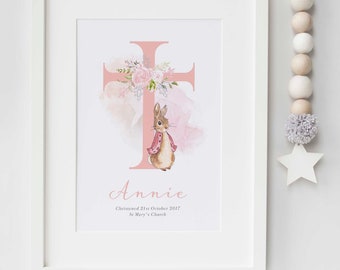 Peter Rabbit Beatrix Potter Christening Floral Cross | Etsy