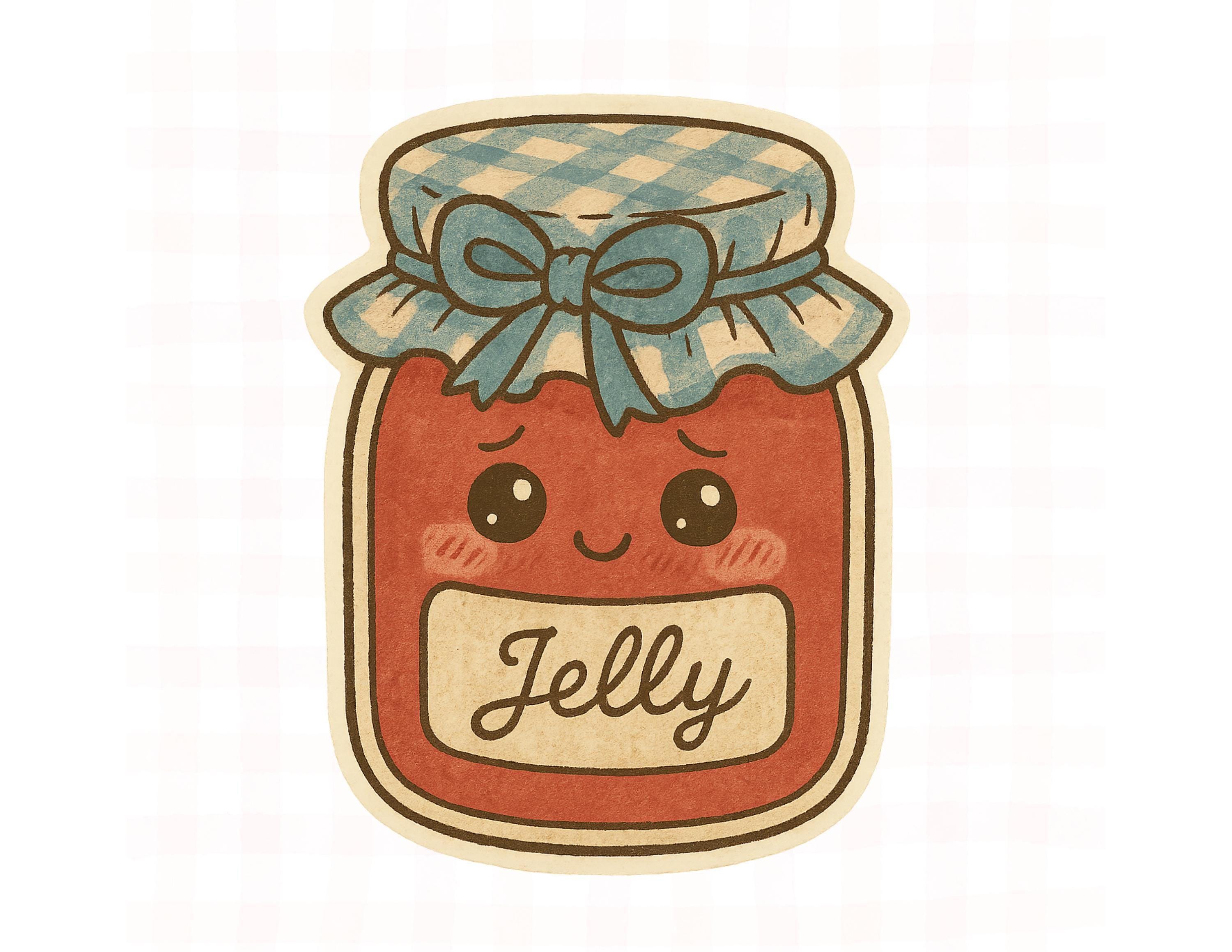Boo's Kitchen Kawaii Clip Art Blushing Shy Jelly Jar - Etsy