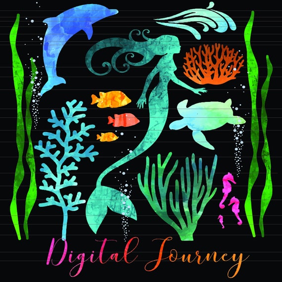Aquarell Ocean Digital Clip Art Mermaid Clipart Download - Etsy Schweiz