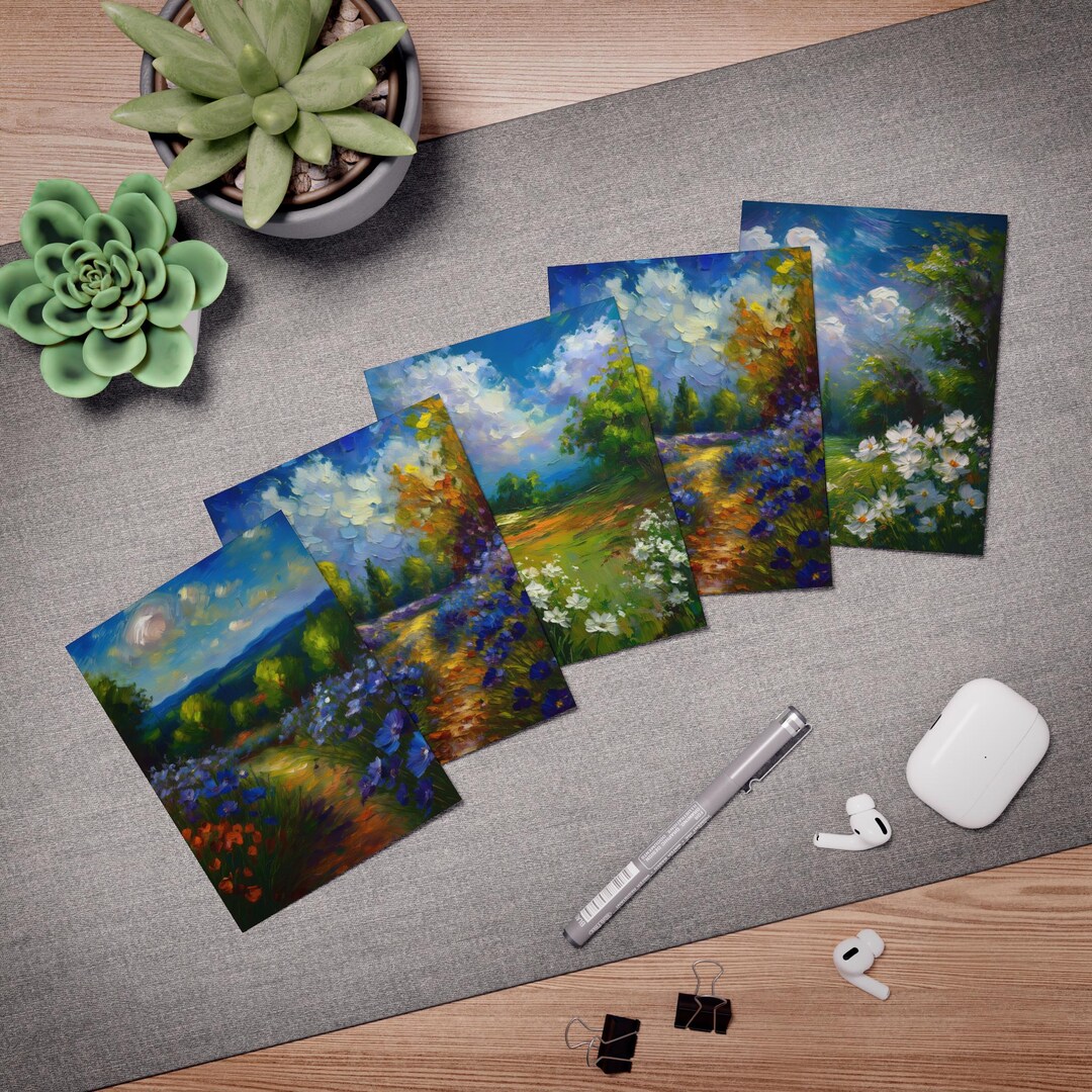 5 Impressionist Greeting Cards Set, Floral Cards for All Occasions ...