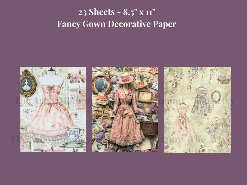 Vintage Gown Vision Board & Junk Journal Pages. Victorian, Shabby Chic ...