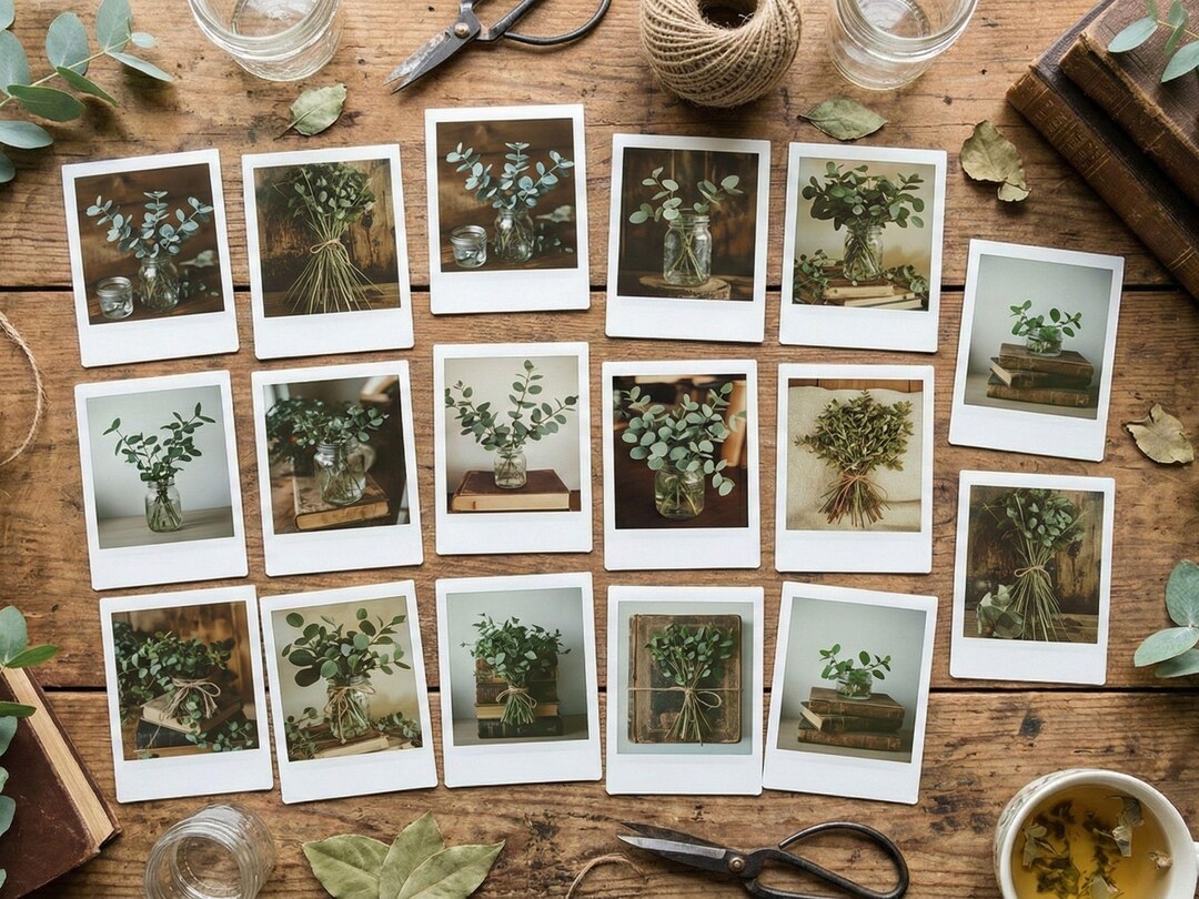 Floral Polaroid Vision Board Photo. Foliage, Vintage Digital Paper ...