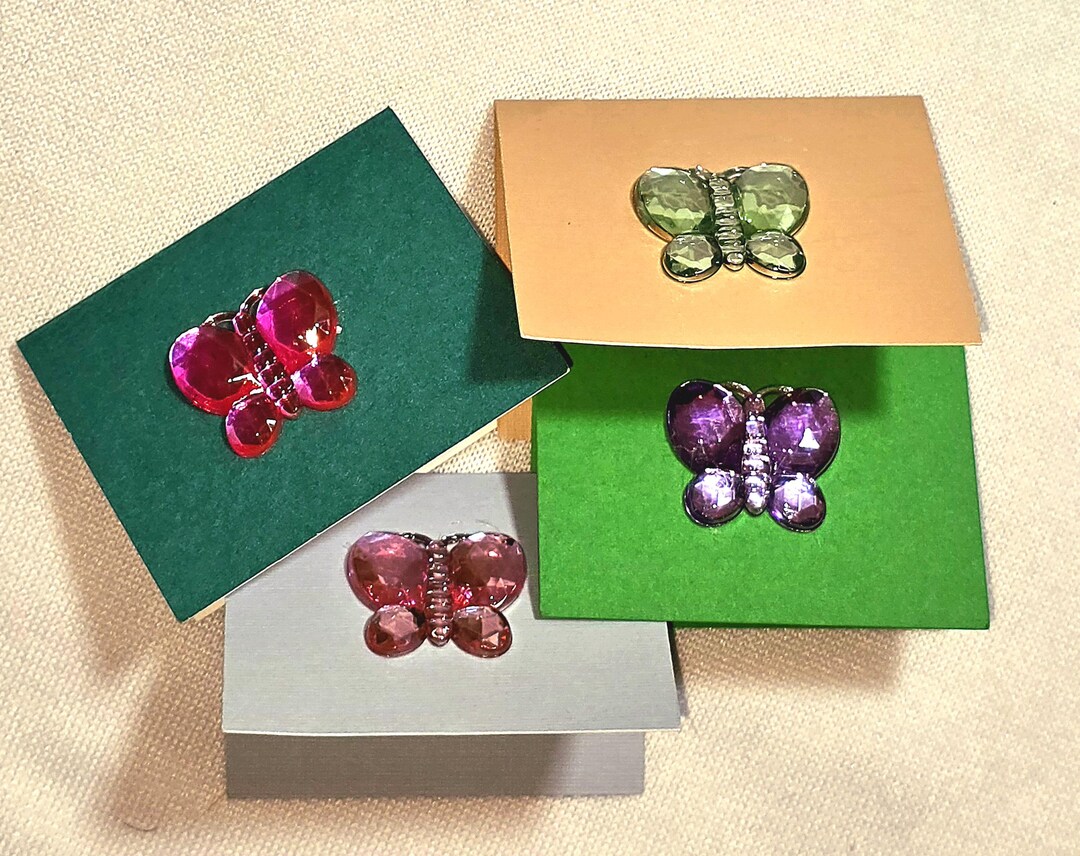 Colorful Small Cards With Acrylic Butterfly Charms Perfect for Girls ...
