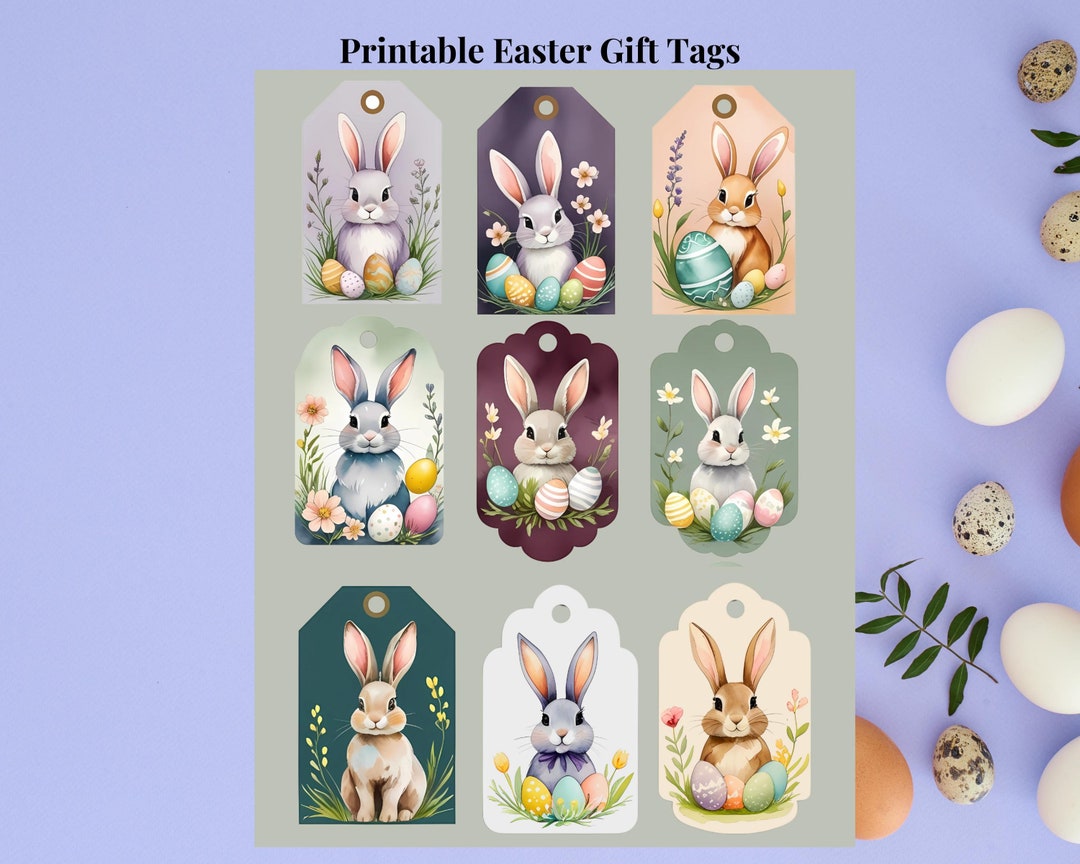 Printable Easter Gift Tags - Easter Bunny and Eggs Custom Gift Tags ...