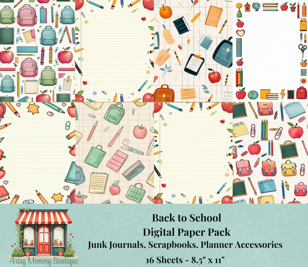 Back to School Digital Paper Pack for Classroom Bulletin Board ...