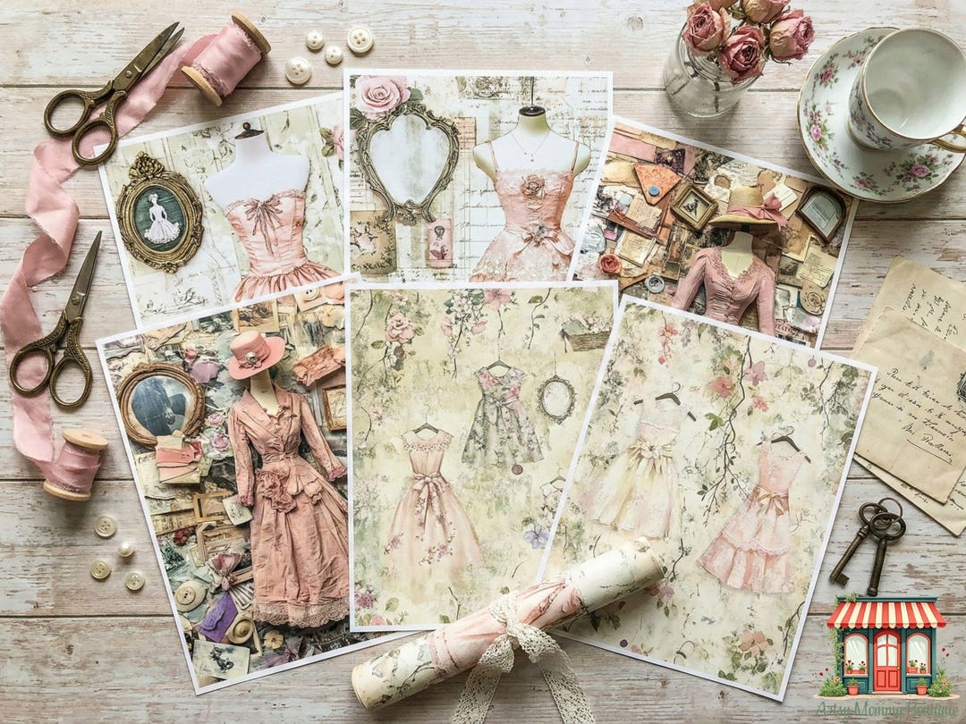 Vintage Gown Vision Board & Junk Journal Pages. Victorian, Shabby Chic ...
