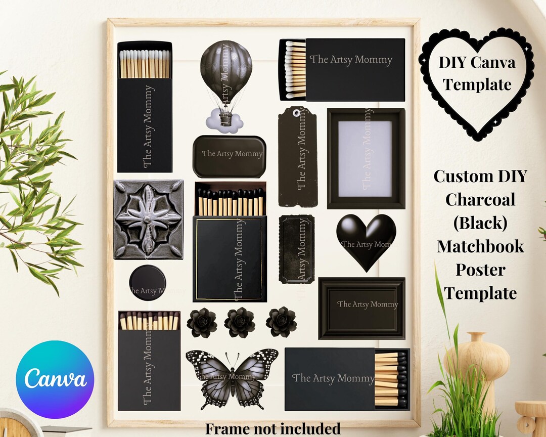 Blank Black Matchbook Template - DIY Canva Matchbox Art Poster Gifts ...