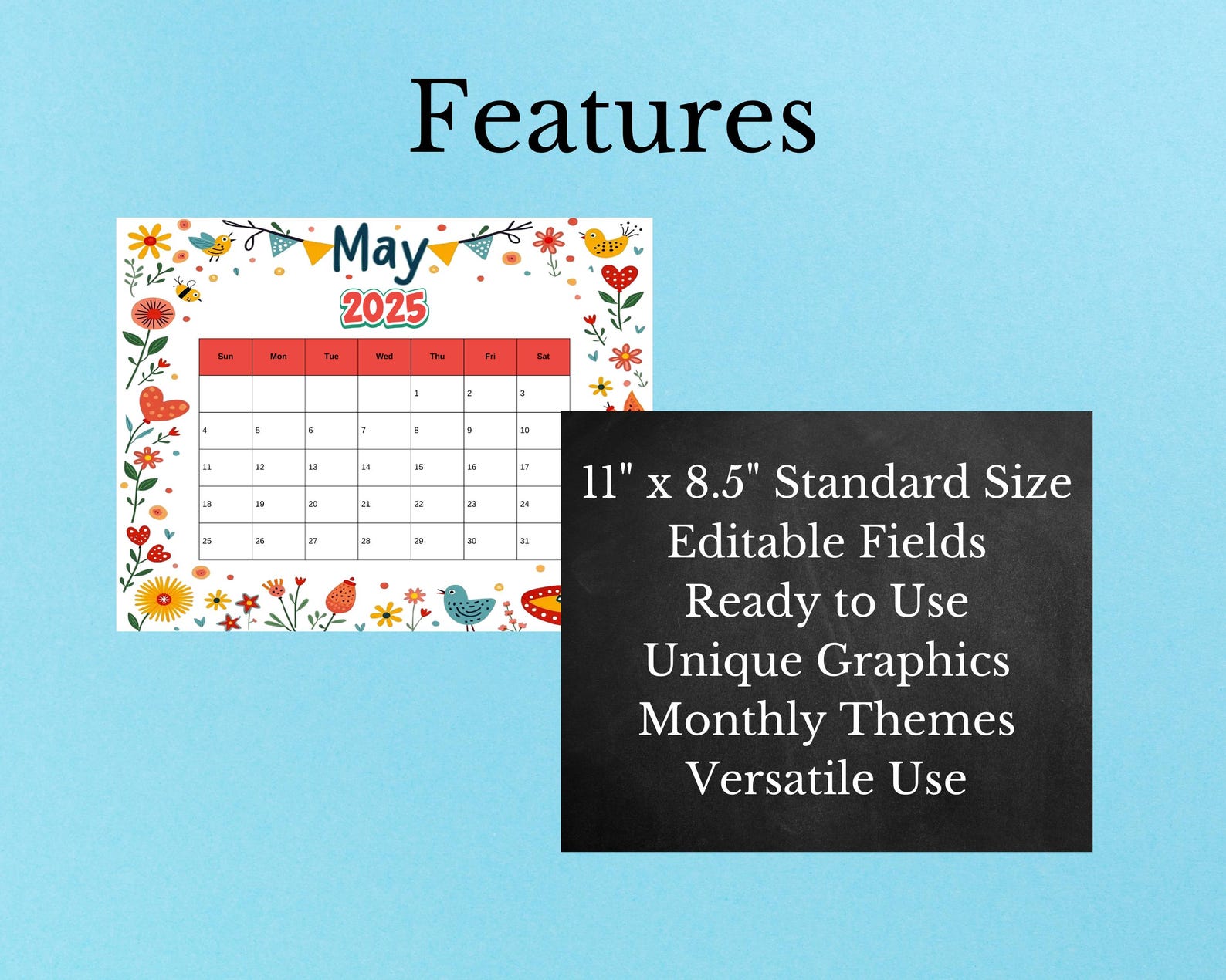 May 2025 Calendar. Editable Blank Calendar for Kids. Spring & Cinco De ...