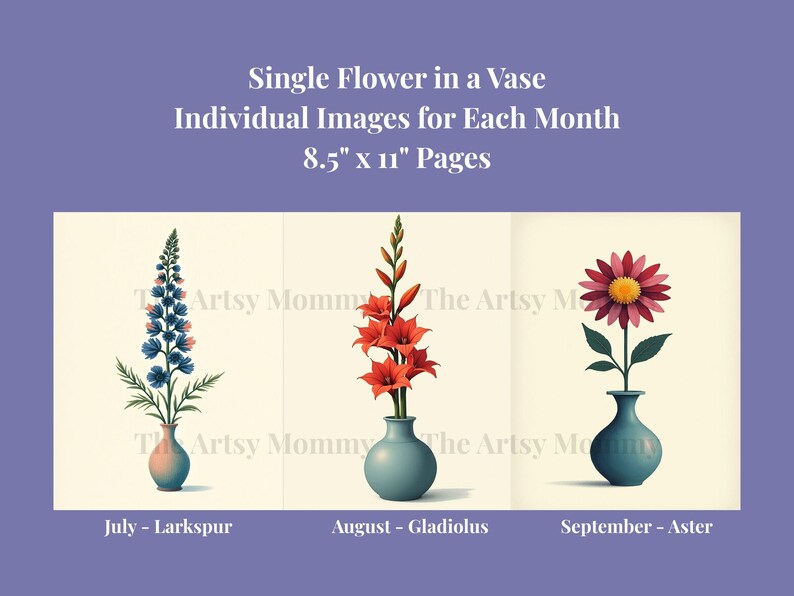 Botanical Monthly Floral Vision Board Papers Printable, Vintage Flower ...