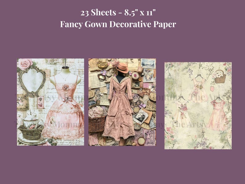 Vintage Gown Vision Board & Junk Journal Pages. Victorian, Shabby Chic ...