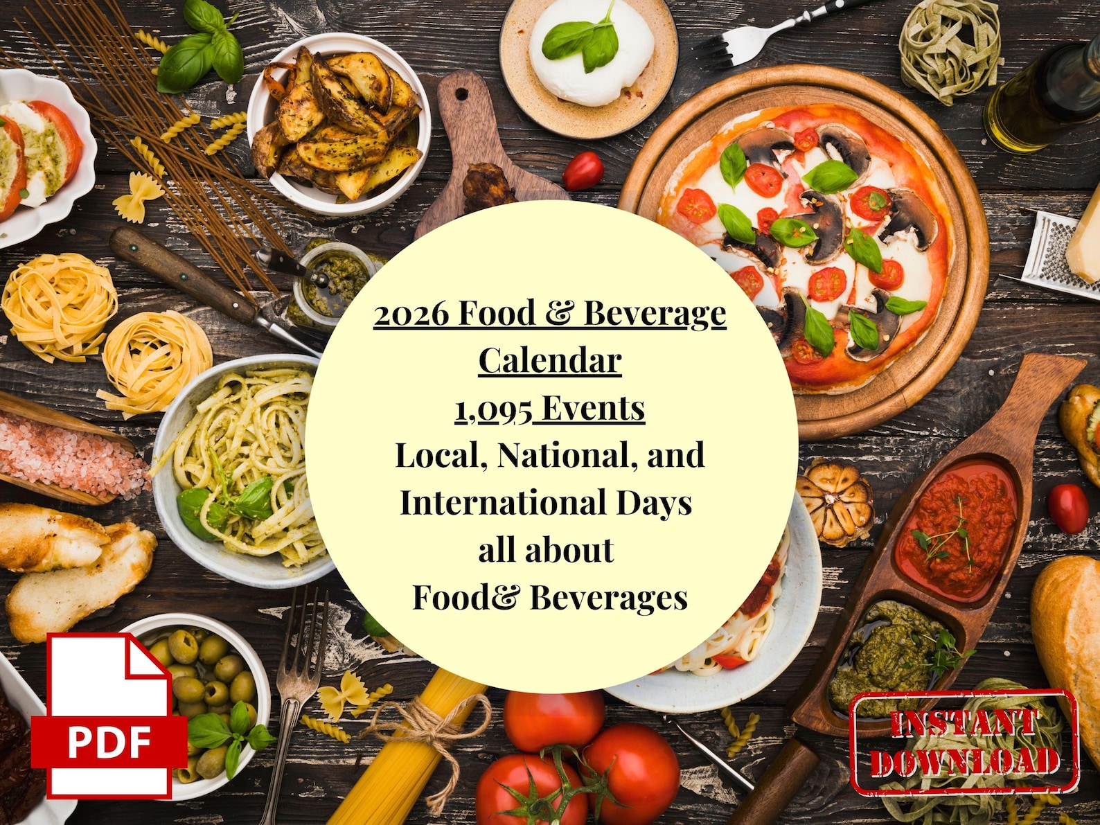 2026 Food & Beverage Holiday Calendar. National Days Printable Digital ...