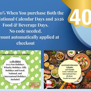 2026 Food & Beverage Holiday Calendar. National Days Printable Digital ...
