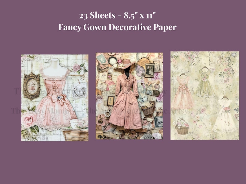 Vintage Gown Vision Board & Junk Journal Pages. Victorian, Shabby Chic ...