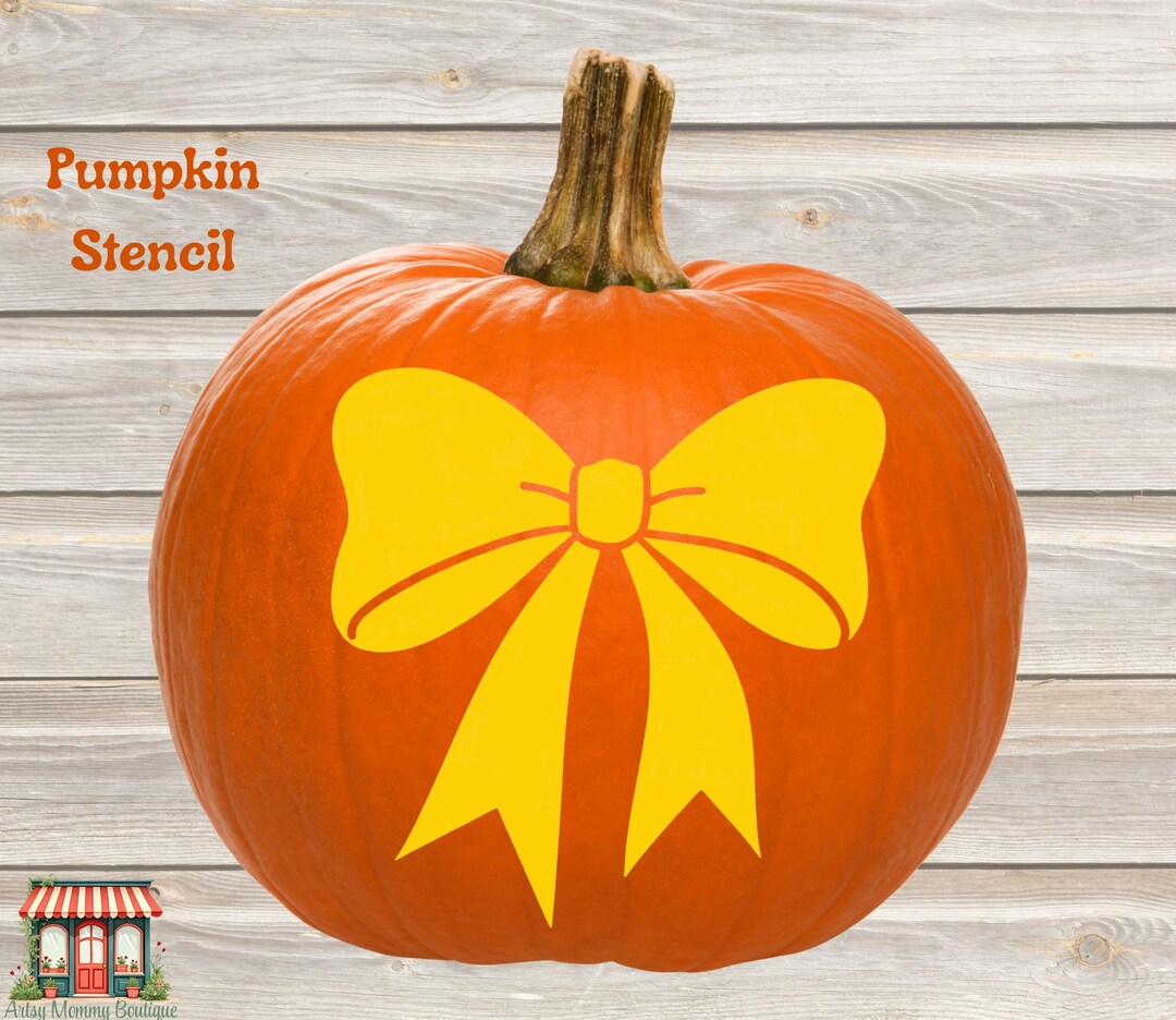 Bow Pumpkin Stencil. Coquette Bow Halloween Pumpkin Carving Template ...