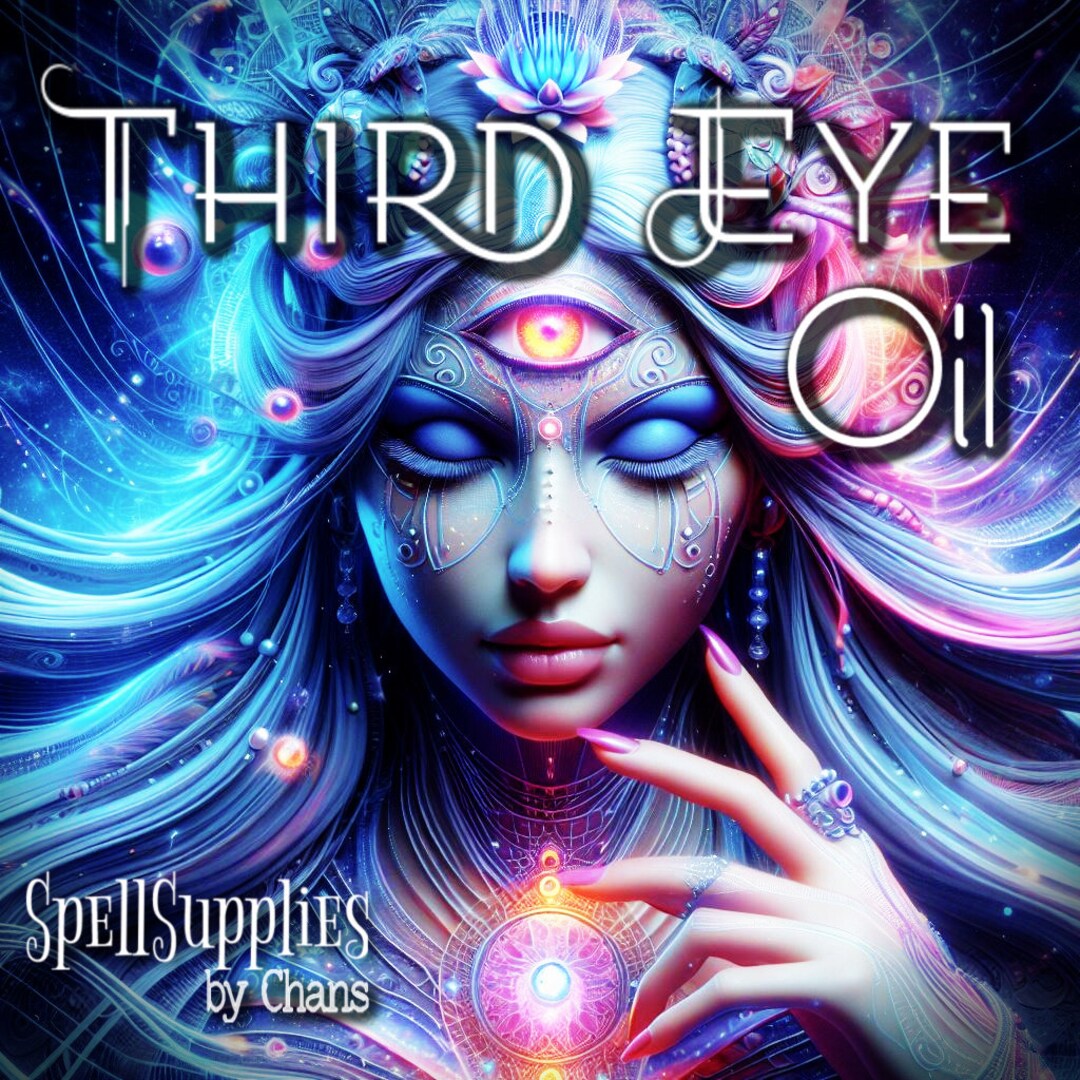 THIRD EYE OIL With Blue Apatite Crystal Voodoo Hoodoo Wiccan Pagan Nut ...