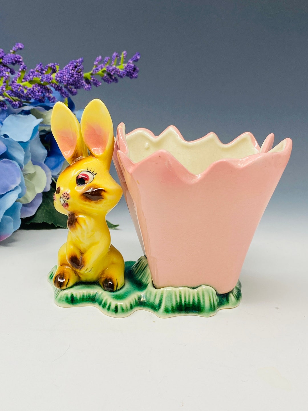 NAPCO Easter Bunny and Pink Tulip Planter #S201A, Scarce - Etsy