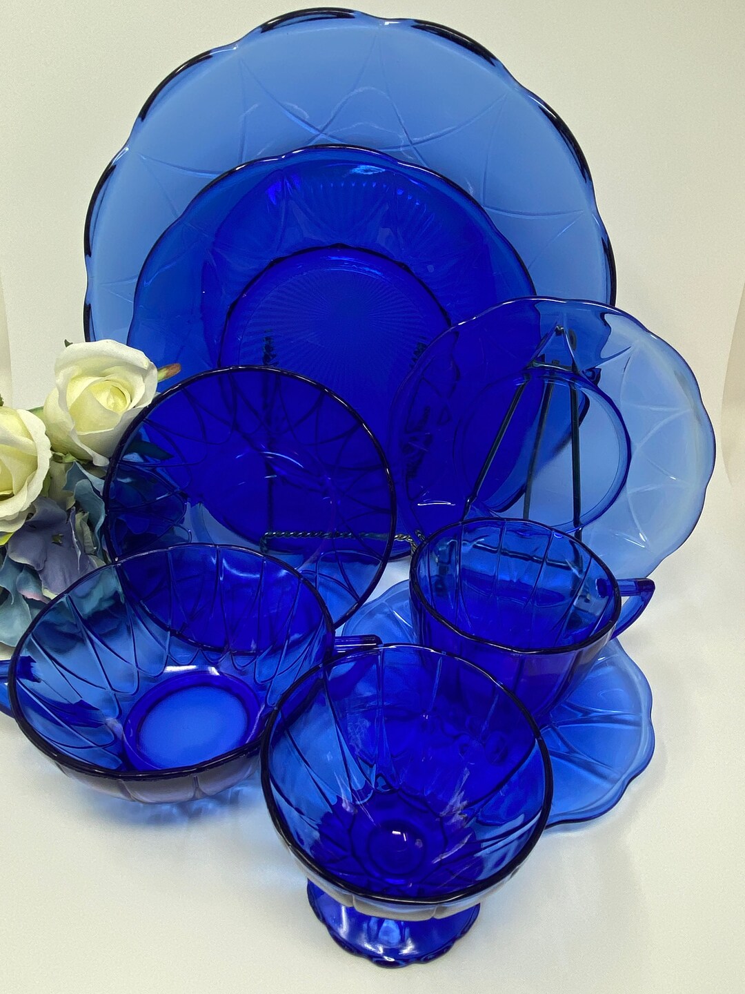 Cobalt Blue Glass Hazel Atlas "newport" Pattern Aka "hairpin ...