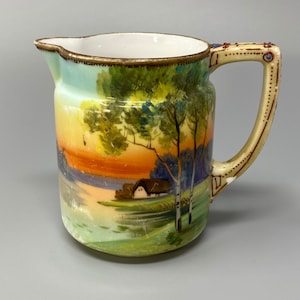 Hand Painted Nippon Morimura Bros. Creamer With Cabin and Sunset Scene ...