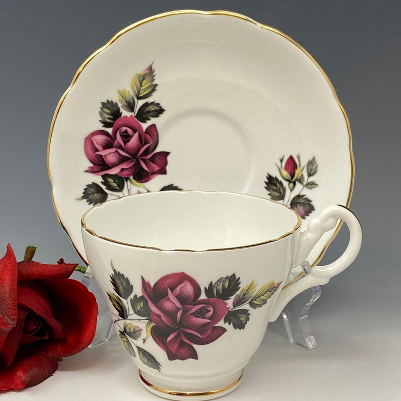 Red Rose Tea Cup - Etsy
