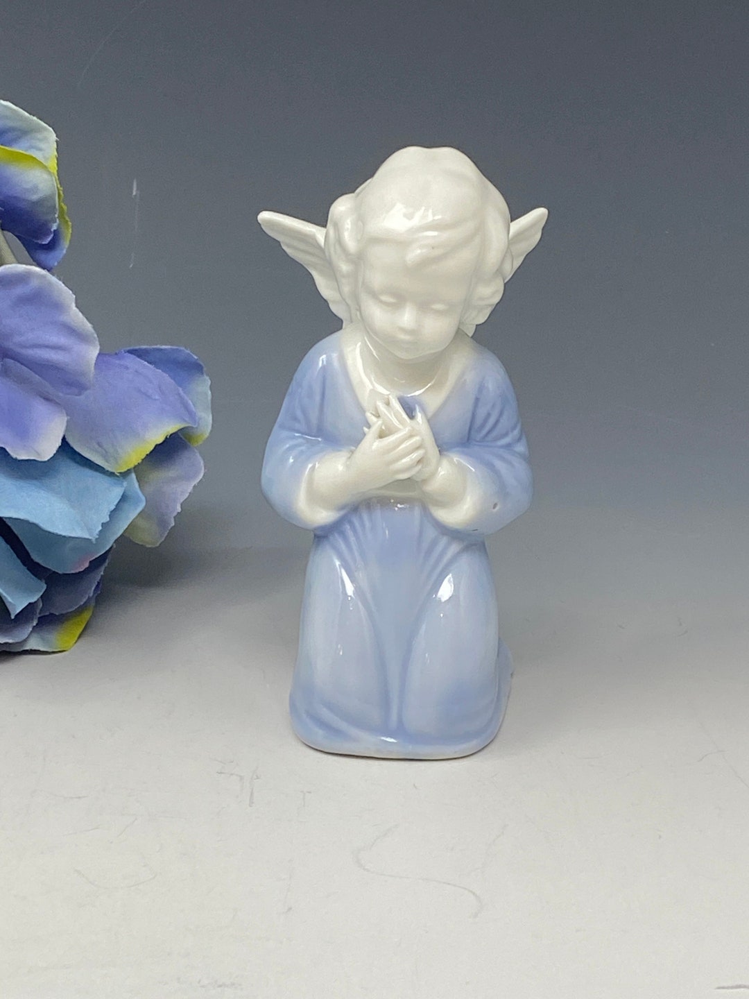 Blue & White Angel Vintage Figurine - Etsy