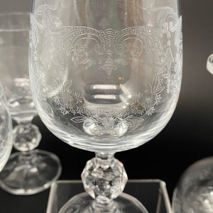 Crystal Wine Glasses Etched Floral Pattern, Cascade by Import Assoc ...