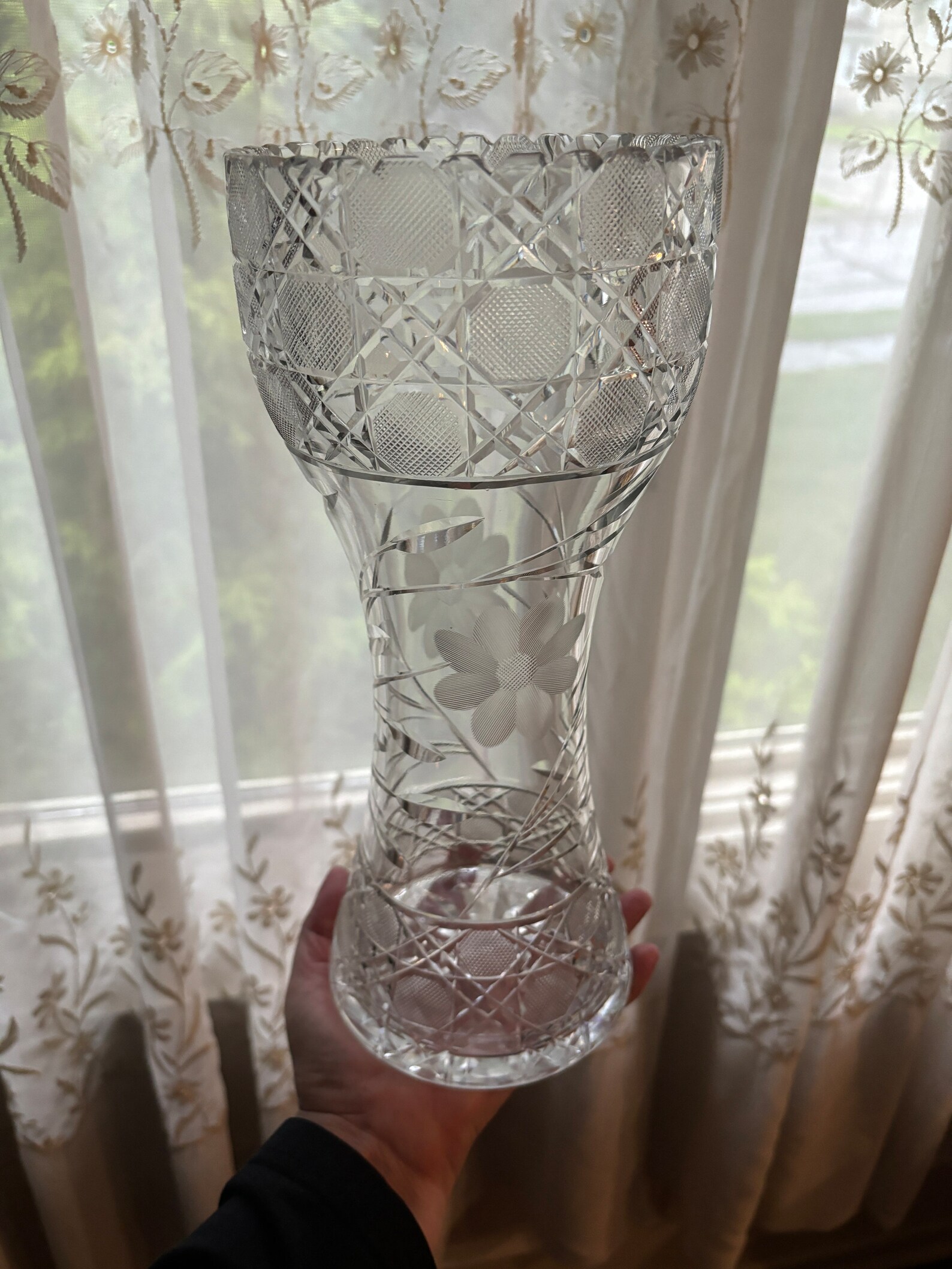 American Brilliant Period Cut Crystal 12" Corset Vase - Etsy