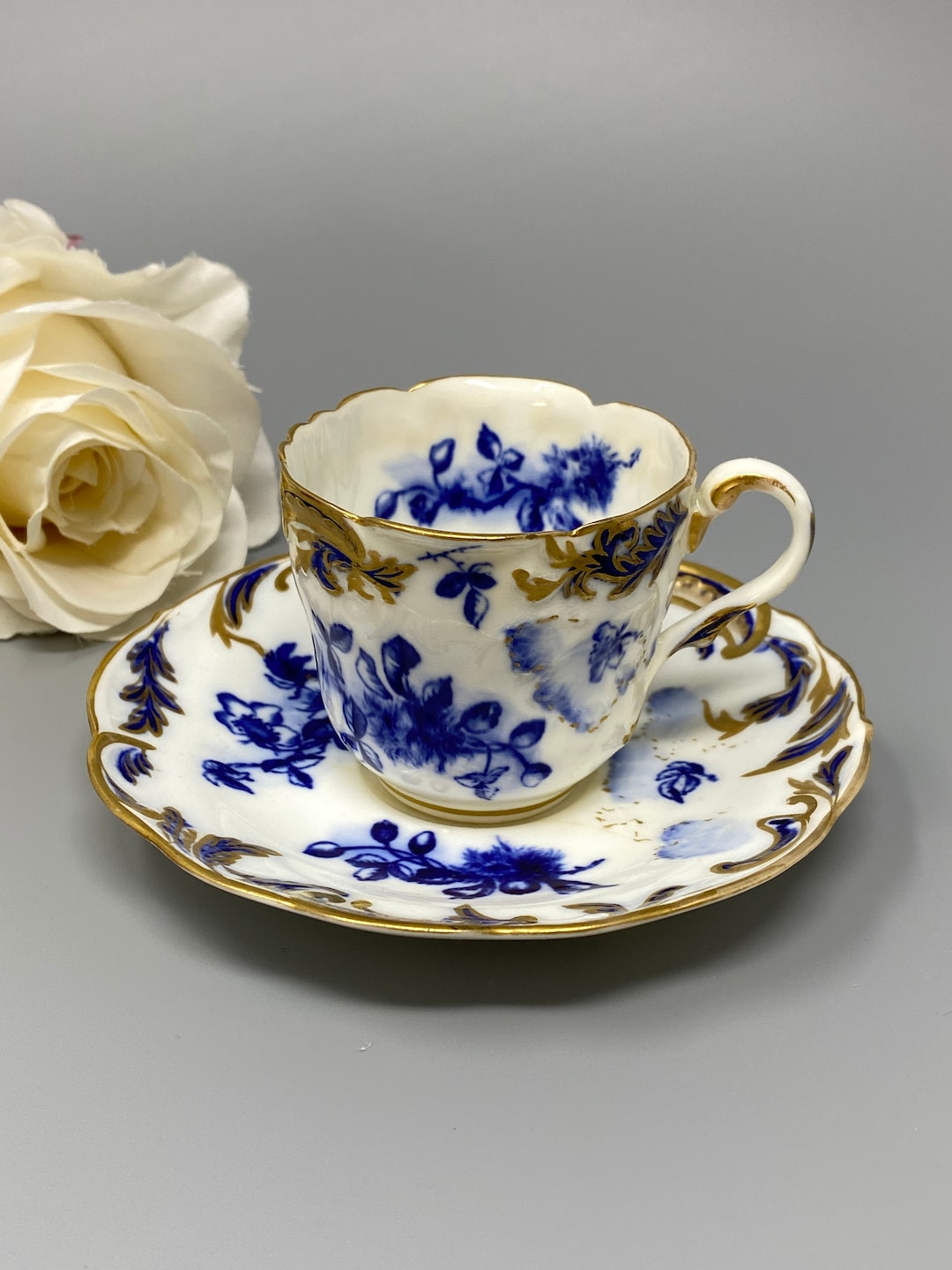 George Jones & Sons Crescent China Flow Blue Demitasse/espresso Cup and ...